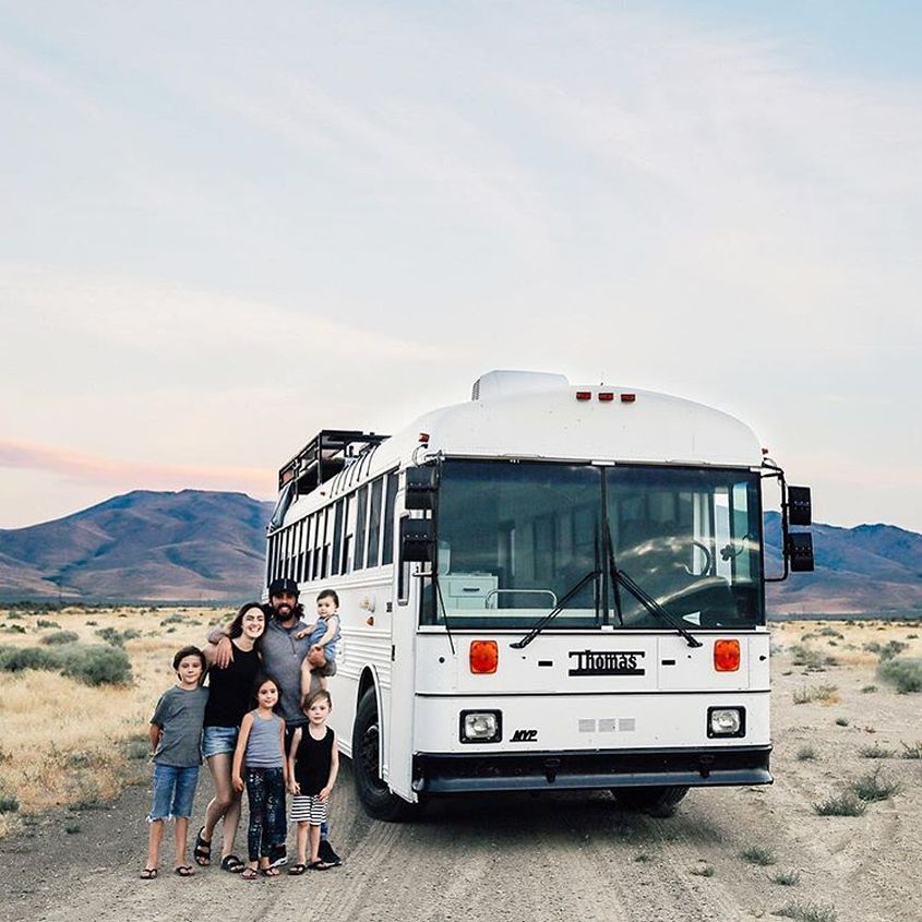 Couple Transforms Old Thomas School Bus into Comfy Mobile Home