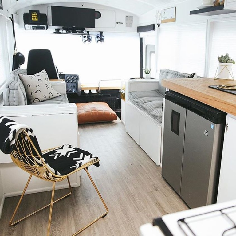 Couple Transforms Old Thomas School Bus into Comfy Mobile Home