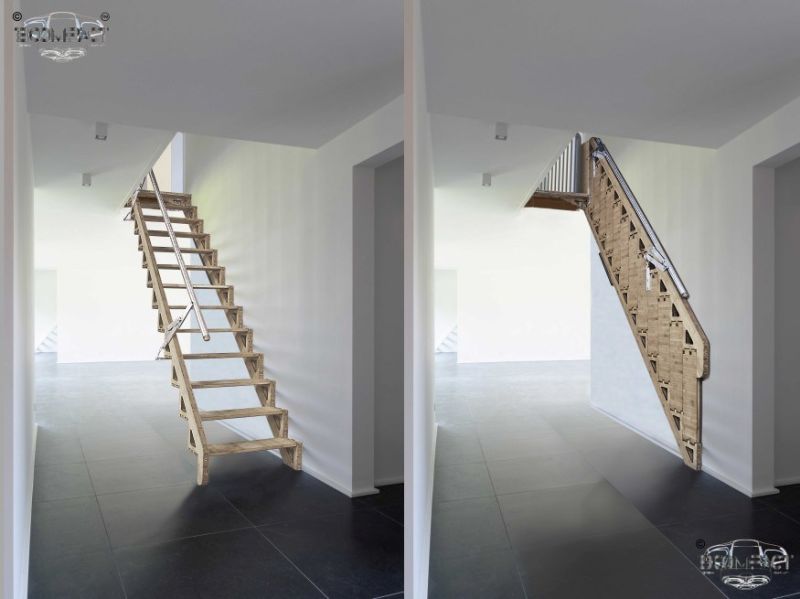 Bcompact Hybrid Stairs Fold Flat to Provide More Living Space