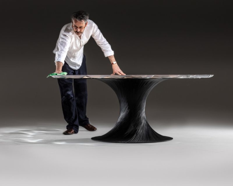Wood and Resin Vortex Dining Table by Marc Fish