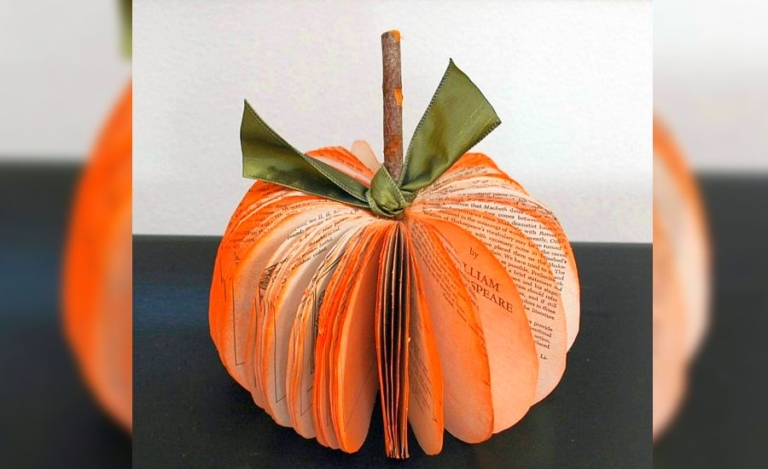 DIY Book Page Pumpkin is Fun Fall Craft for Nerdy Halloween Lovers