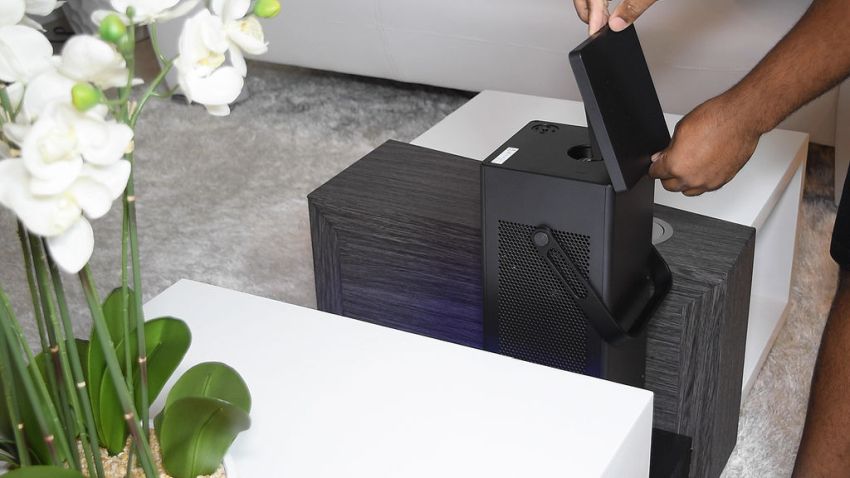 DIY Motorized Coffee Table Conceals 4K LG Projector