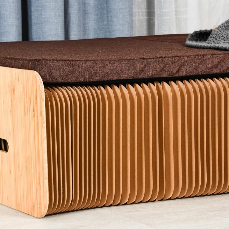 Pro Idee’s Cardboard Paper Bed Folds Up into Bench Quickly
