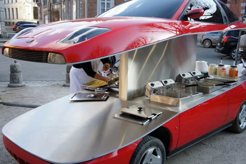 Benedetto Bufalino Turns Red Fiat Coupe into Street Food Car