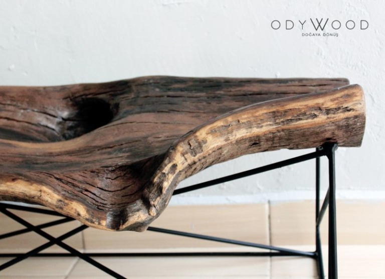 KOVUK Tree Bark Coffee Table and Bench by Odywood