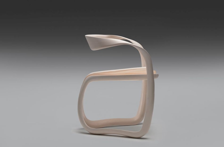 Marc Fish Designs Ethereal Chair Using Wood Lamination and Resin