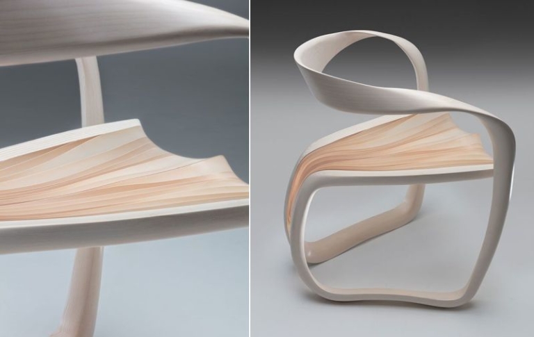 Marc Fish Designs Ethereal Chair Using Wood Lamination and Resin