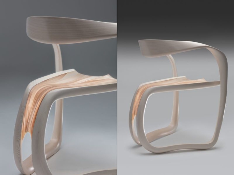 Marc Fish Designs Ethereal Chair Using Wood Lamination and Resin