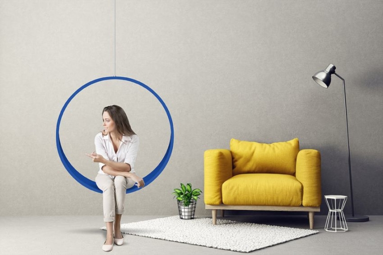 Schweben Hanging Chairs by Omar Idriss Made in Geometrical Shapes