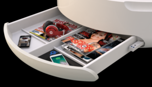 Coosno Smart Coffee Table with Voice-Controlled Refrigerator