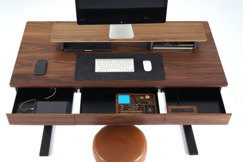 Woolsey Standing Desk with Three Drawers and Wireless Charging