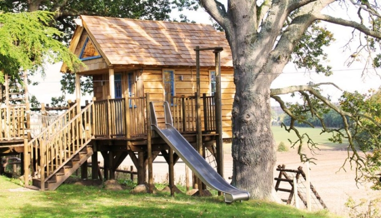 Blue Forest Builds Treehouse for Kids in Perthshire, UK with a Slide ...