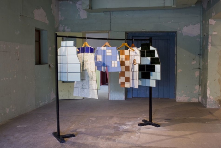 Zhanna Kadyrov's Ceremic Tile Clothing at International Art Exhibition 2019