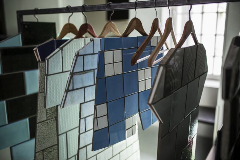 Zhanna Kadyrov's Ceremic Tile Clothing at International Art Exhibition 2019