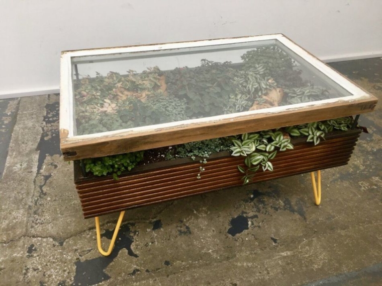 Hackney Botanical Terrarium Tables with Sash-Windows as Table Tops