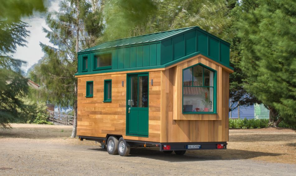 Hauméa Tiny House by Baluchon has Wooden Exteriors with Green Accent