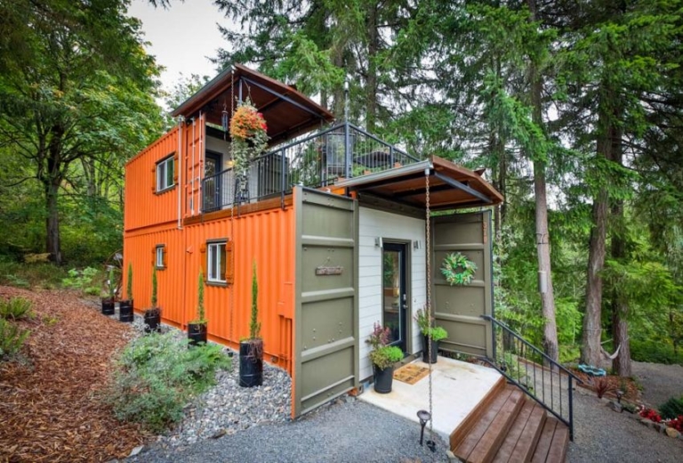 Couple Builds Two-Story Shipping Container Home for $80k