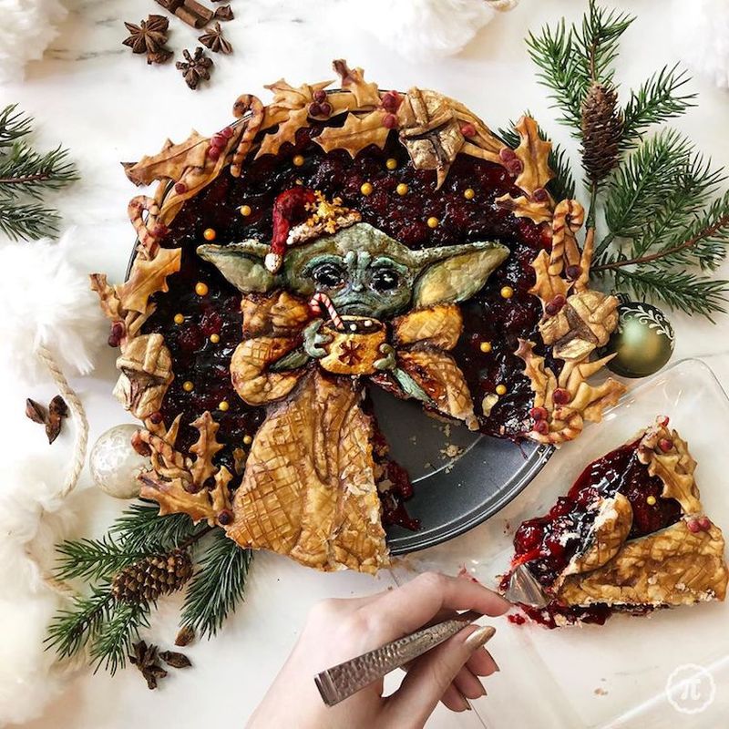 Self-Taught Baker Makes Adorable Baby Yoda Pie for Holiday Season
