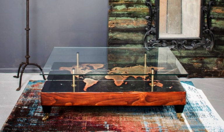 Take Home this Vintage World Map Coffee Table for $1K