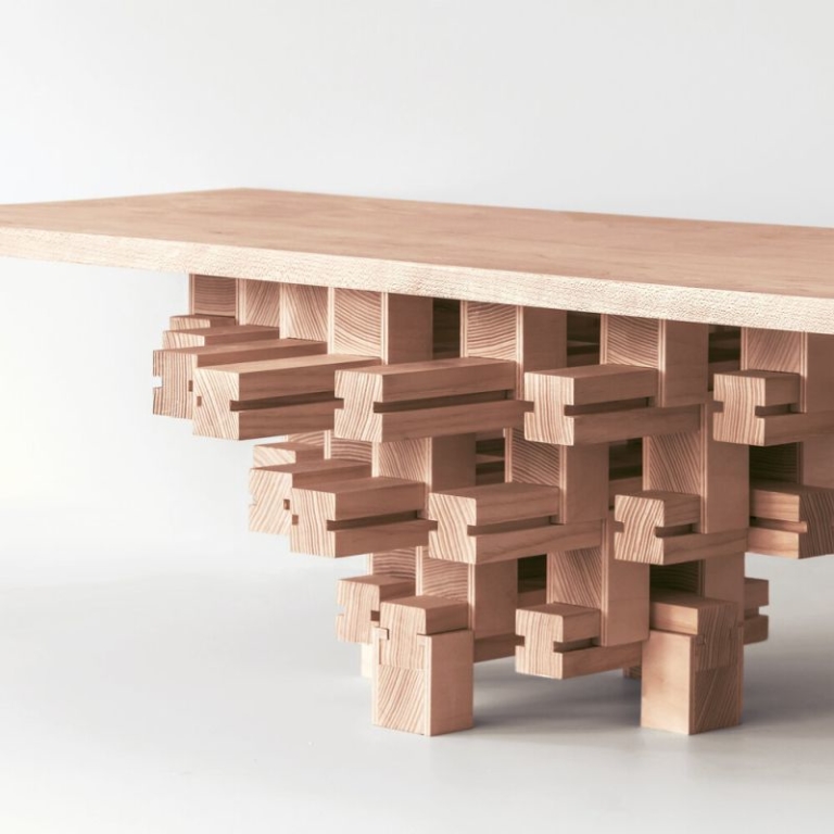 Grid Table by Mian Wei Assembles Without Nails or Screws