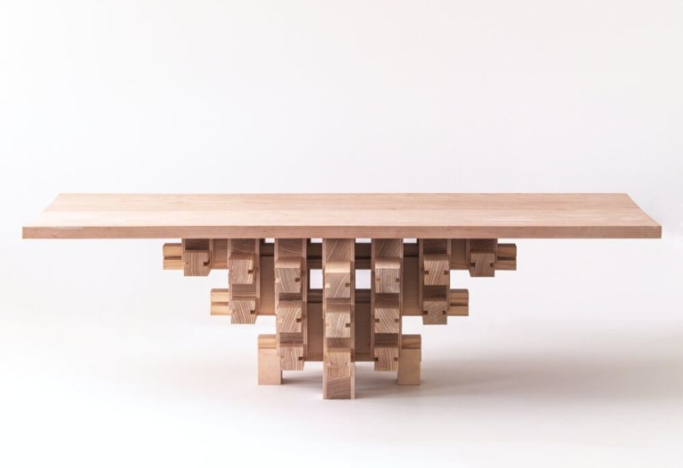 Grid Table by Mian Wei Assembles Without Nails or Screws