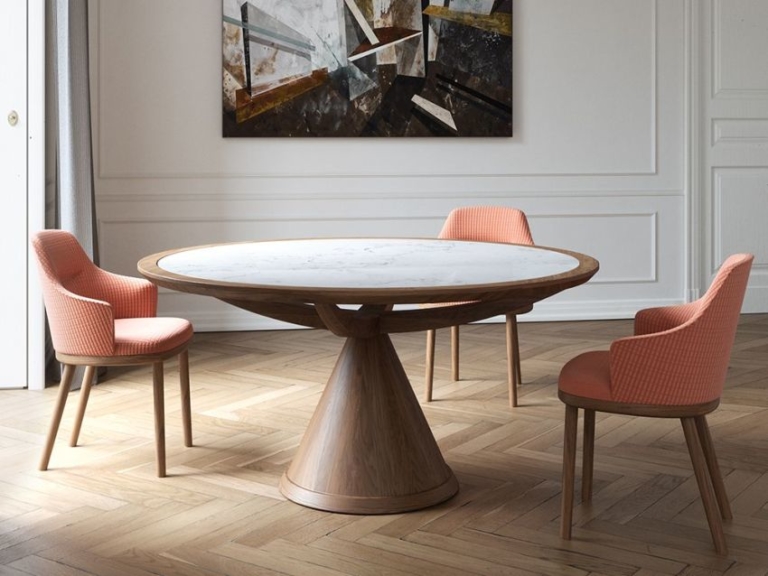 Vasco Table by Wewood Boasts Round Shape, Conical Pedestal Base