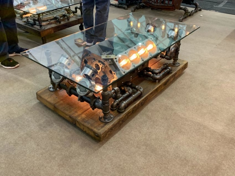 Steampunk Coffee Table Made of Carroll Shelby Engine Block