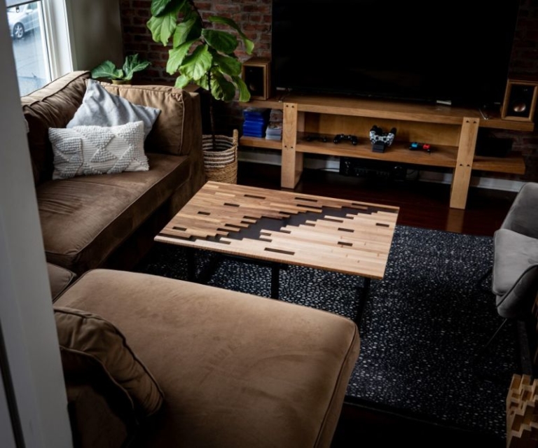 Clear Epoxy Pixelated Coffee Table by Zac Builds is Simply Cool