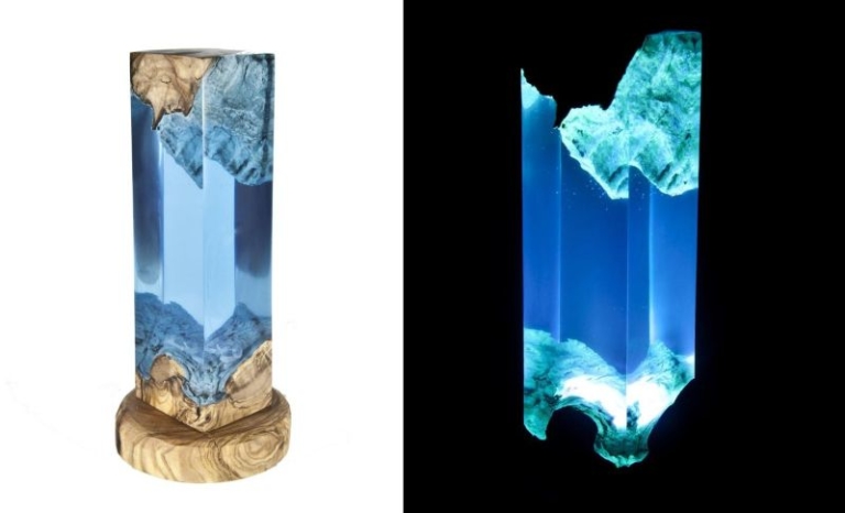 Wood, Resin Lamps by Samil Demirel are Stunning Pieces of Aquatic Art