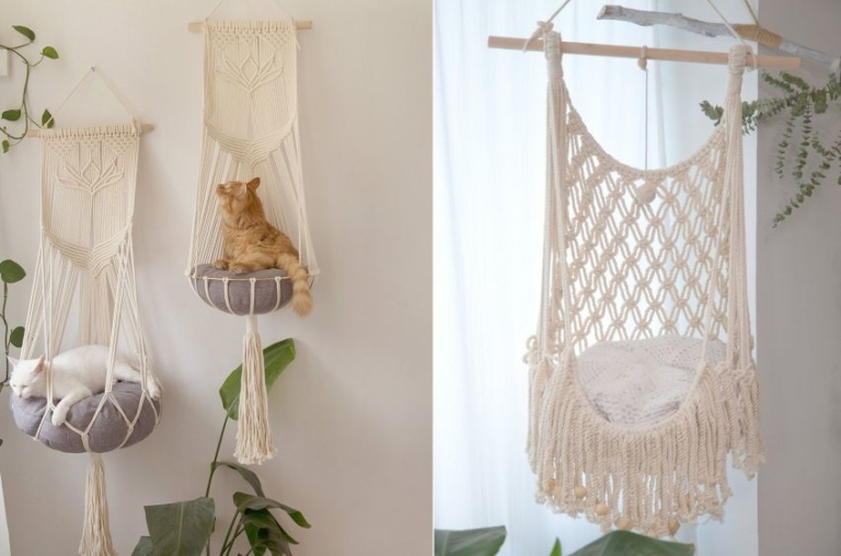 Hanging Macramé Cat Hammocks are Purrrfect for Your Furry Companion