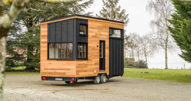 Baluchon Tiny House Road Runner has Convertible Sofa, Large Windows