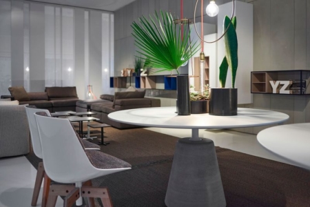 MDF Italia Rock Table With Cement and Stone Chip Top is Gorgeous