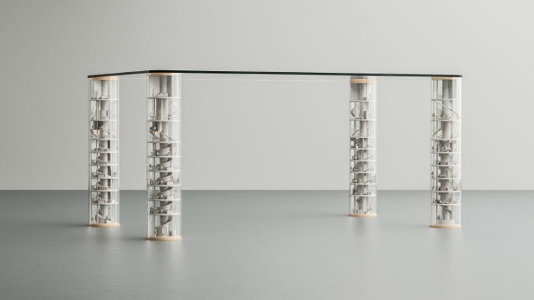 Tokyo Sky Dining Table has Highly Detailed Skyscrapers in its Legs