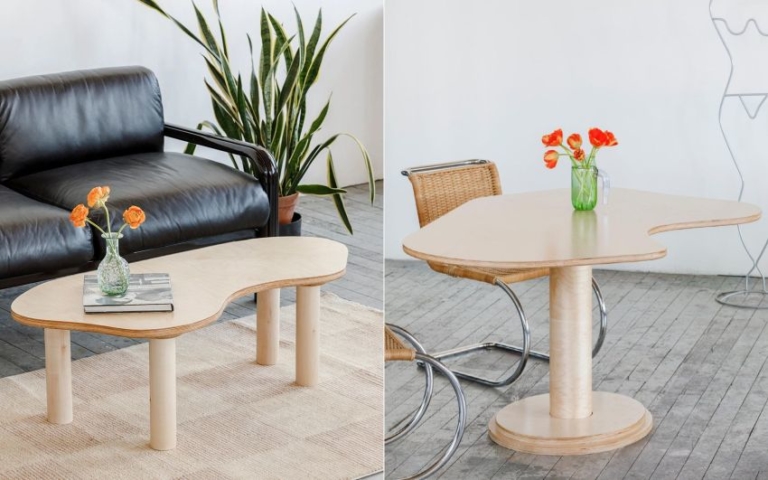 Wiggle Room's new Wiggly Tables owe Their Curves to Birch Wood