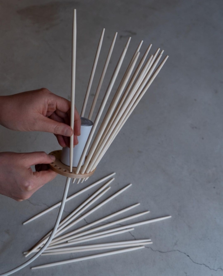 Gorgeous Lampshades Made from Disposable Wooden Chopsticks