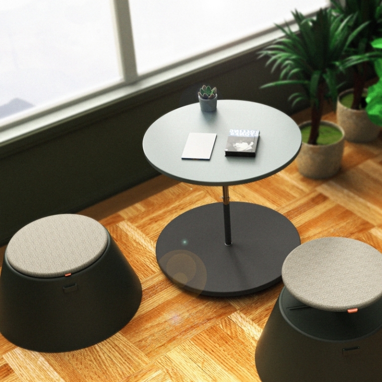 This Portable and Stackable Chair Table Combo is Made up of Fiberglass