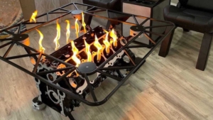 Dodge Viper V10 Engine Turned Into Coffee Table Fireplace