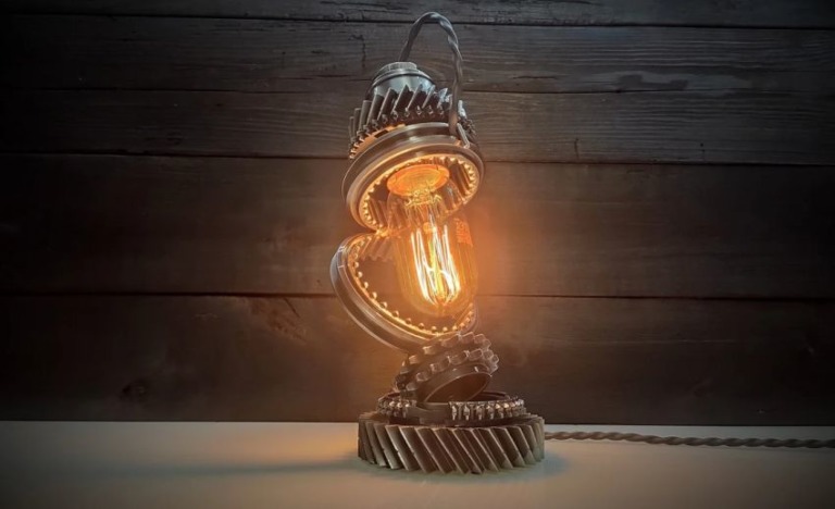 This Steampunk Lamp is Upcycled From Old Car Parts