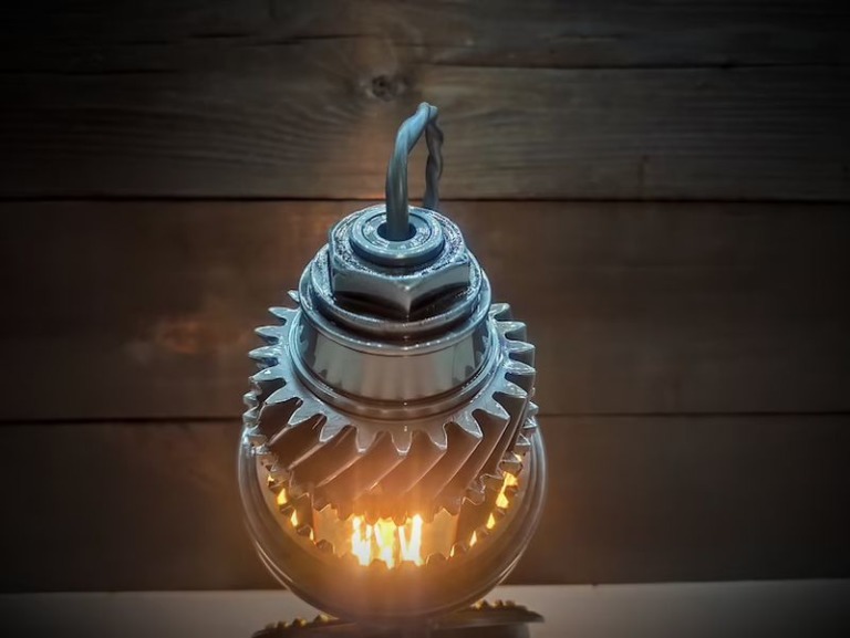This Steampunk Lamp is Upcycled From Old Car Parts