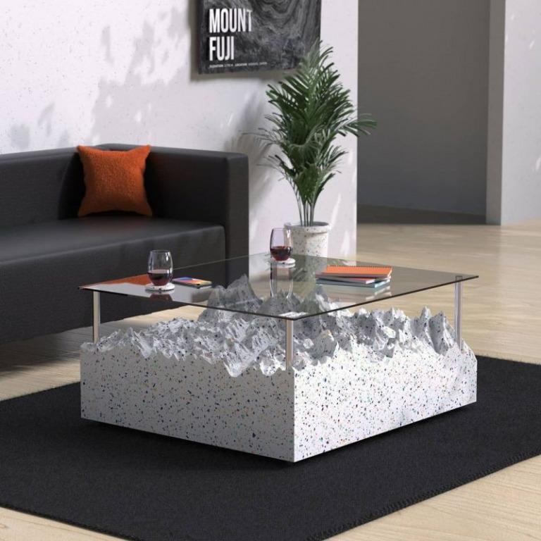 Coffee Tables Feature Topography of Mt. Everest Made of Recycled Plastic