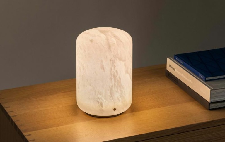 Capsule Table Lamps by Foster & Partners are Made From Alabaster Rock