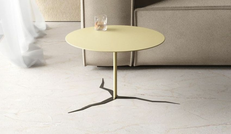 Excalibur Side Table is Poised on Crack-Shaped Thin Metal Base