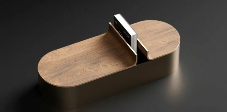 Minimalist Lip Coffee Table Features a Split Top for Storage