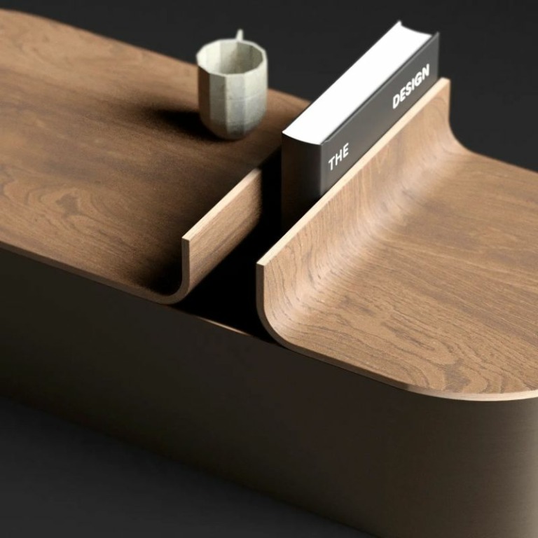 Minimalist Lip Coffee Table Features a Split Top for Storage