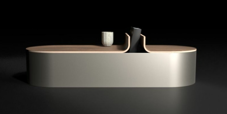 Minimalist Lip Coffee Table Features a Split Top for Storage