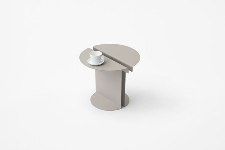 Nendo Twins Side Table Comes with a Gap in Middle to Hide Cables