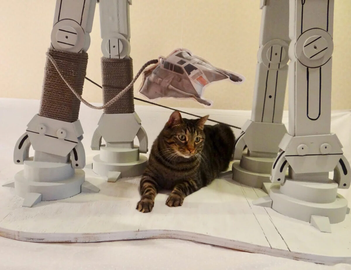 DIYer builds an Impactful Star Wars AT-AT-Inspired Cat House