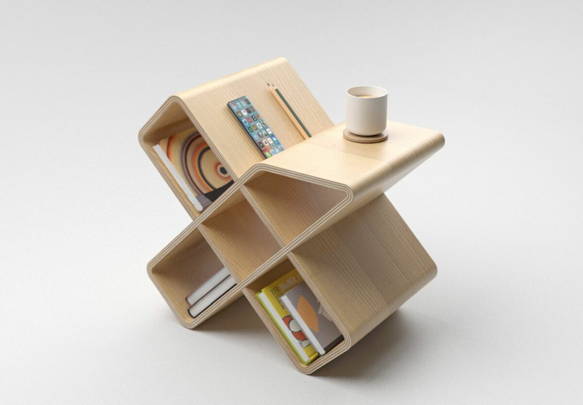 This Wooden Bookshelf With Table-Like Shelf is Made for the Floor