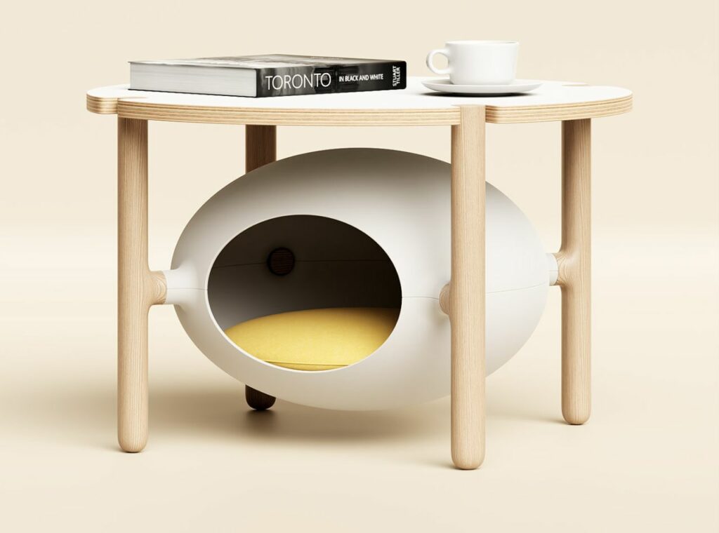 This Round Coffee Table Doubles as Cat Bed