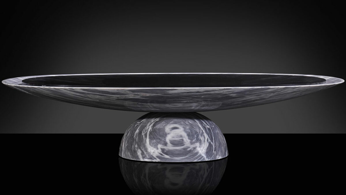 Karim Rashid's New Table is Classy Fusion of Marble and Glass